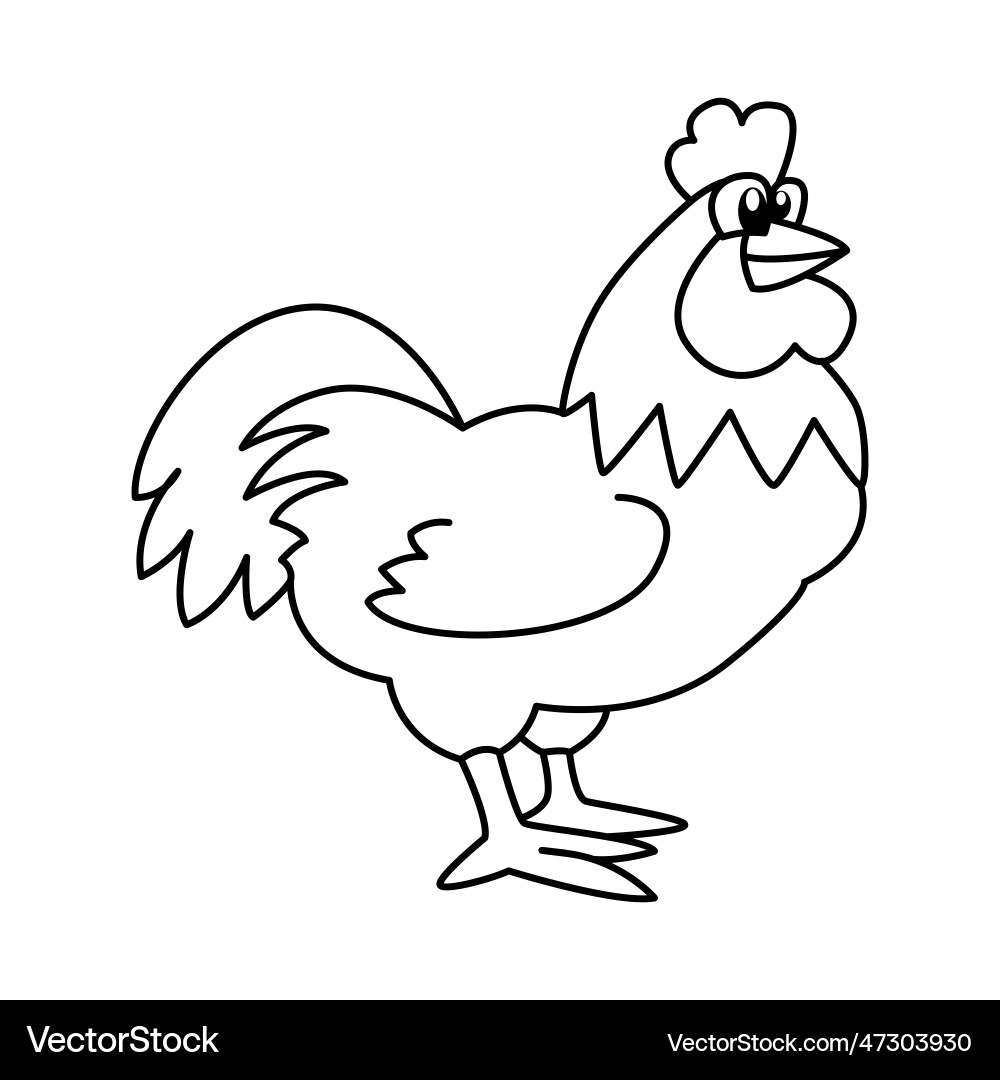 Cute rooster cartoon coloring page Royalty Free Vector Image