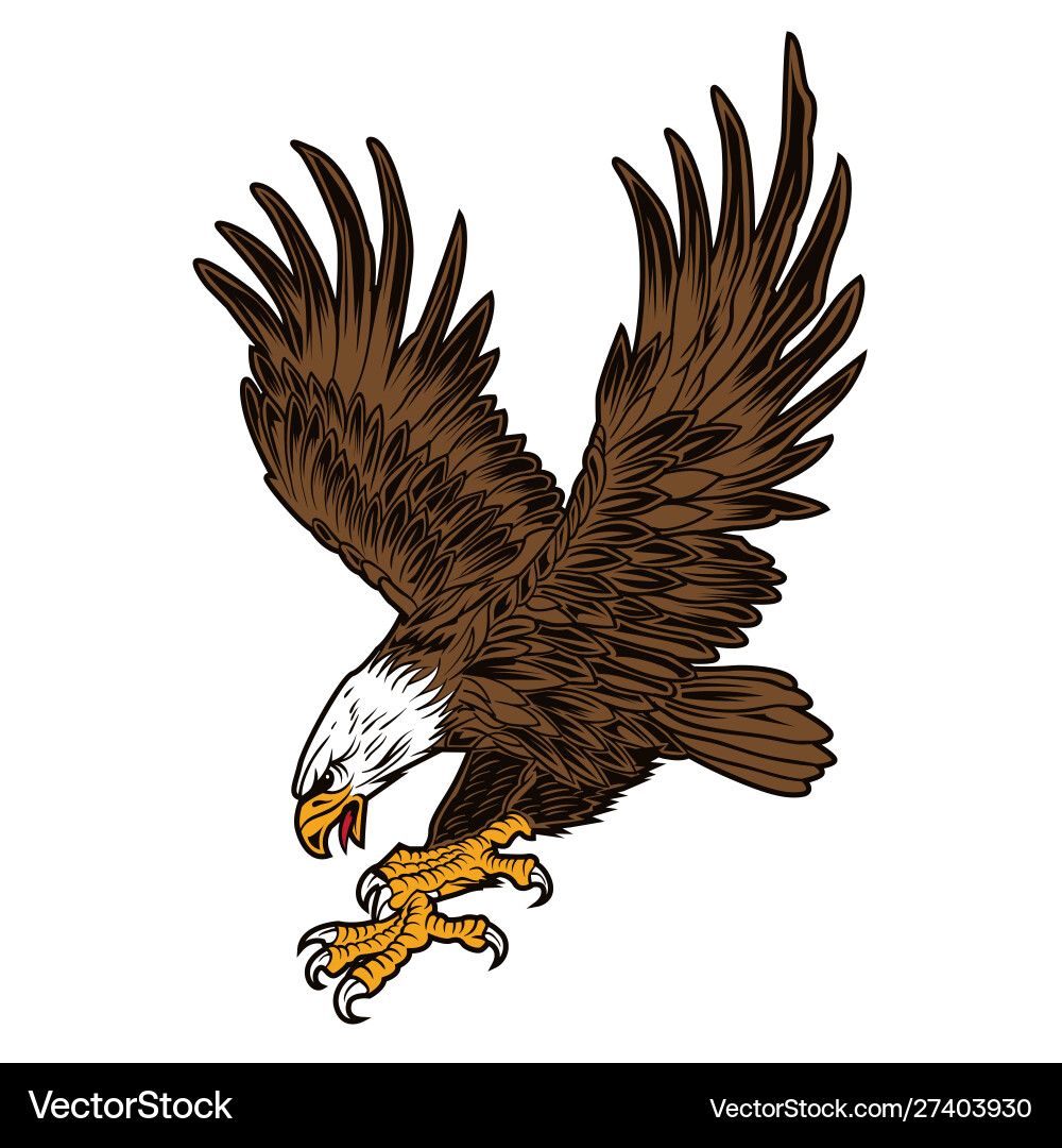 Eagle wing fly hawk yellow Royalty Free Vector Image
