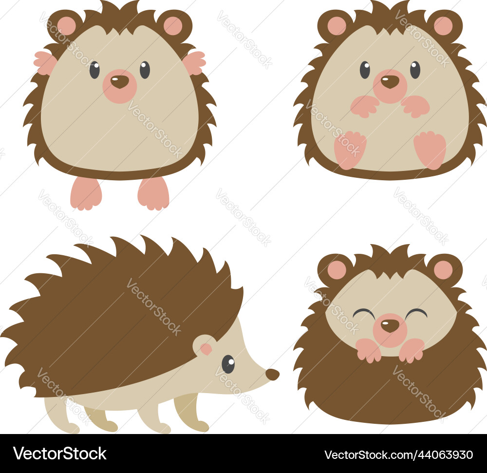 Hedgehog cartoon set Royalty Free Vector Image