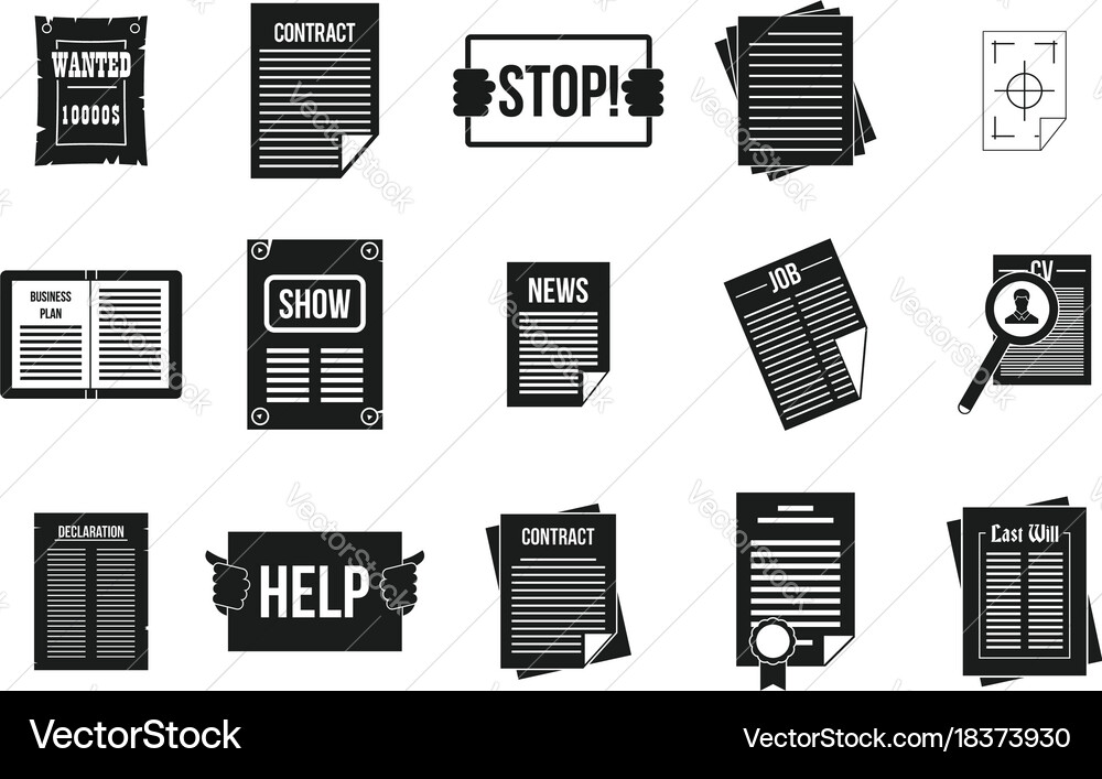 Leaflet icon set simple style Royalty Free Vector Image