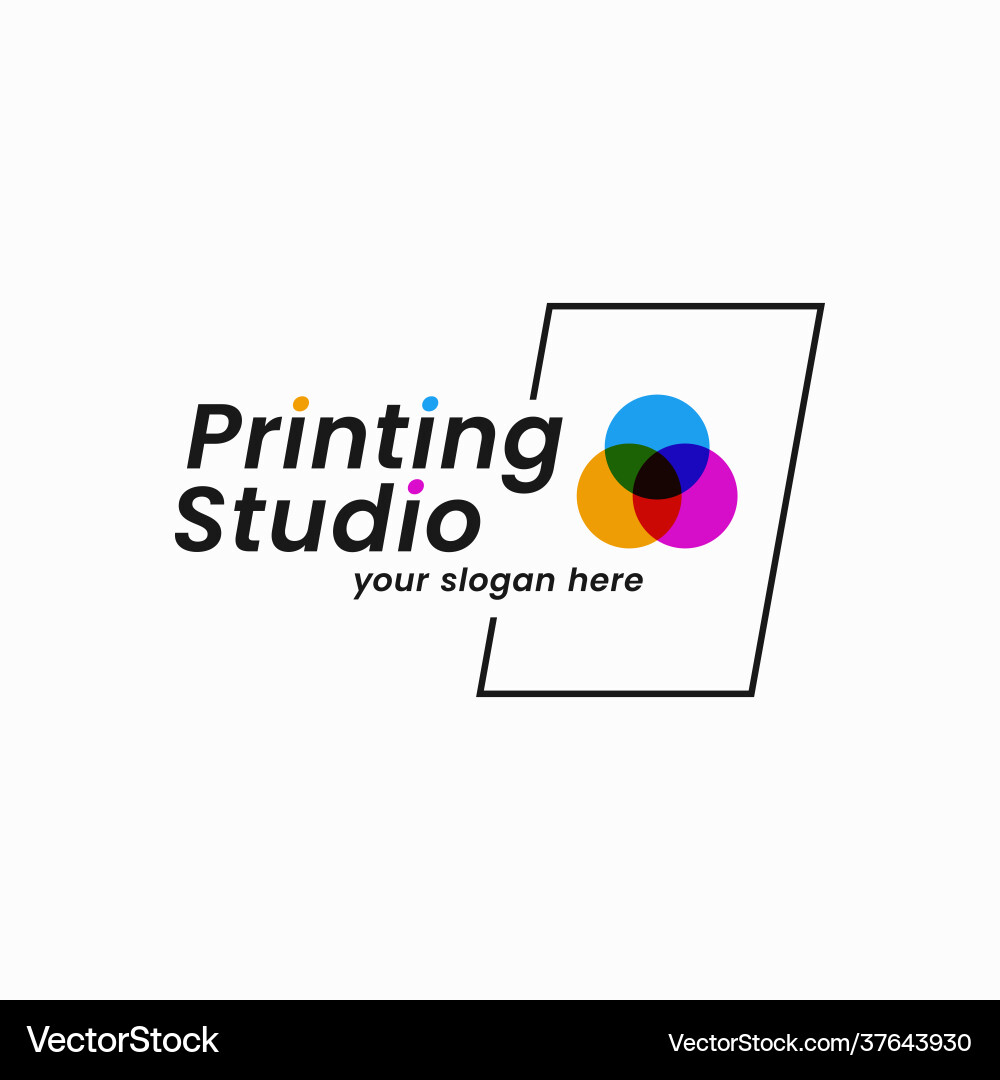 Printing studio logo company sign white Royalty Free Vector