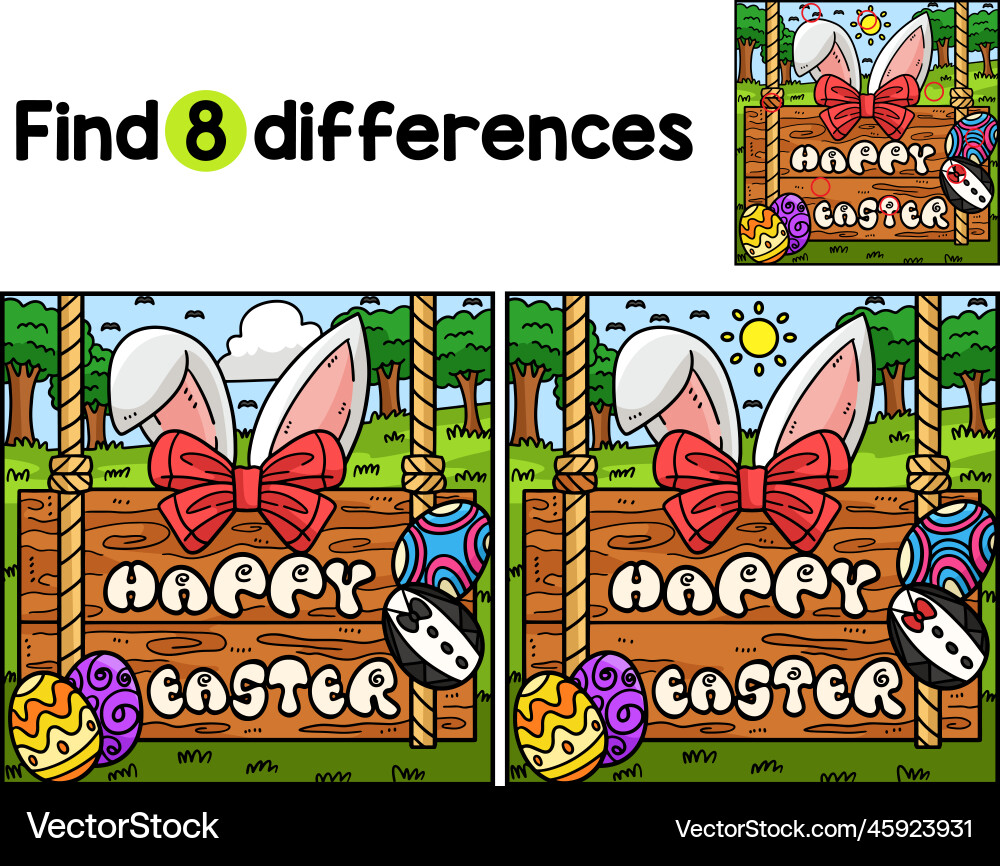 Happy easter find the differences Royalty Free Vector Image