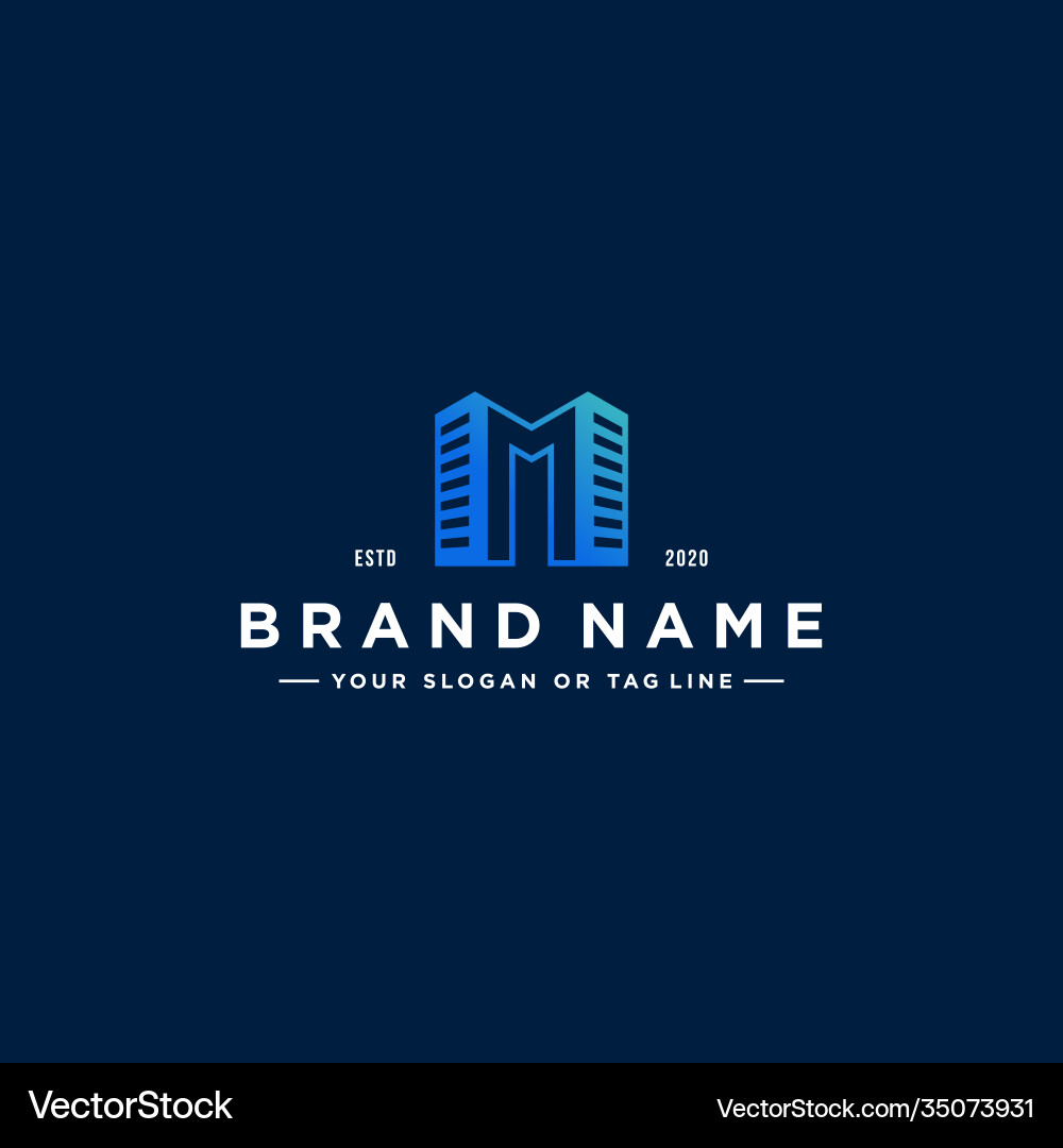 Letter m and building colorful logo design Vector Image