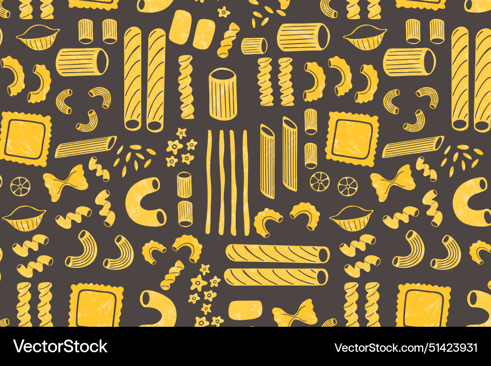 Pasta types seamless pattern different shapes Vector Image