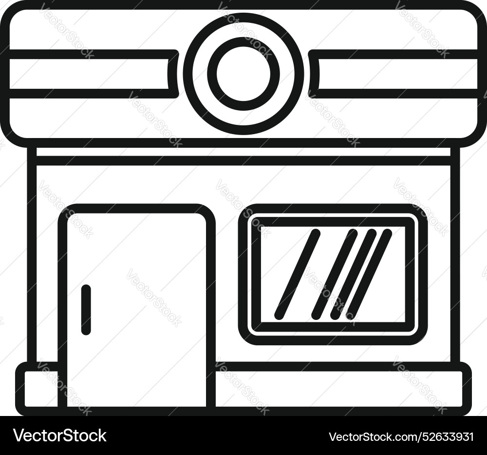 Small business building facade with big round Vector Image