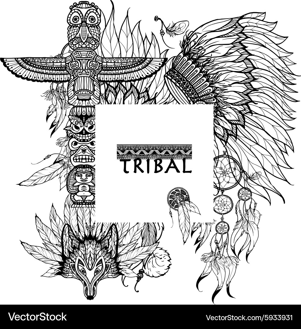 Tribal elements frame Royalty Free Vector Image