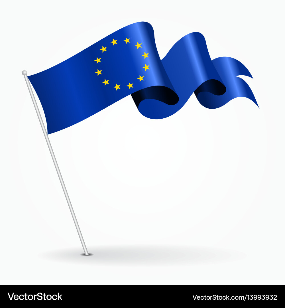 European union pin wavy flag Royalty Free Vector Image