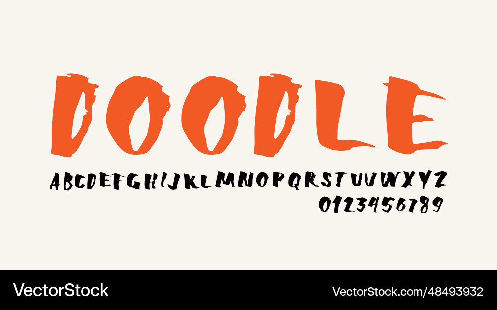 Handwritten brush font in grunge style Royalty Free Vector