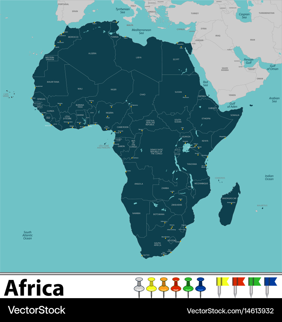Map of africa Royalty Free Vector Image - VectorStock