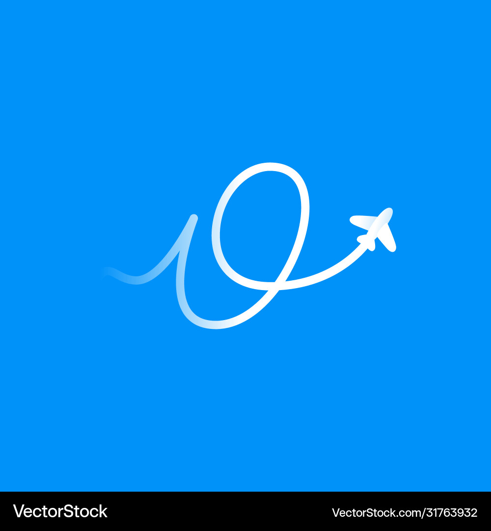 O letter logo with plane and airline Royalty Free Vector