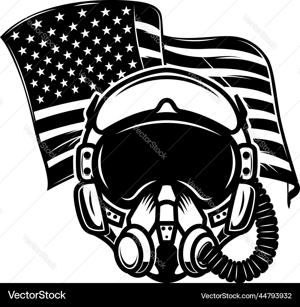 Pilot Helm auf USB-Flagge Hintergrund Design Vektorbild