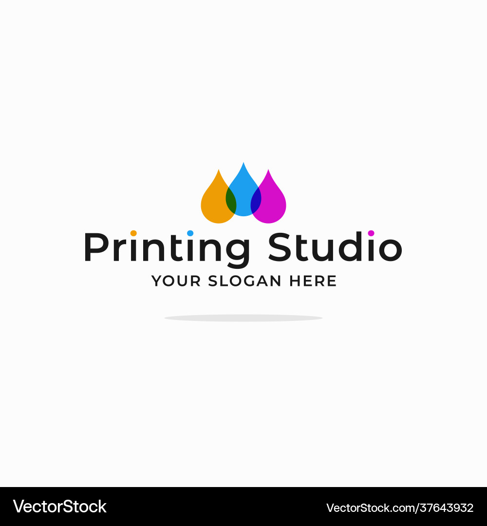 Printing studio logo company sign white Royalty Free Vector