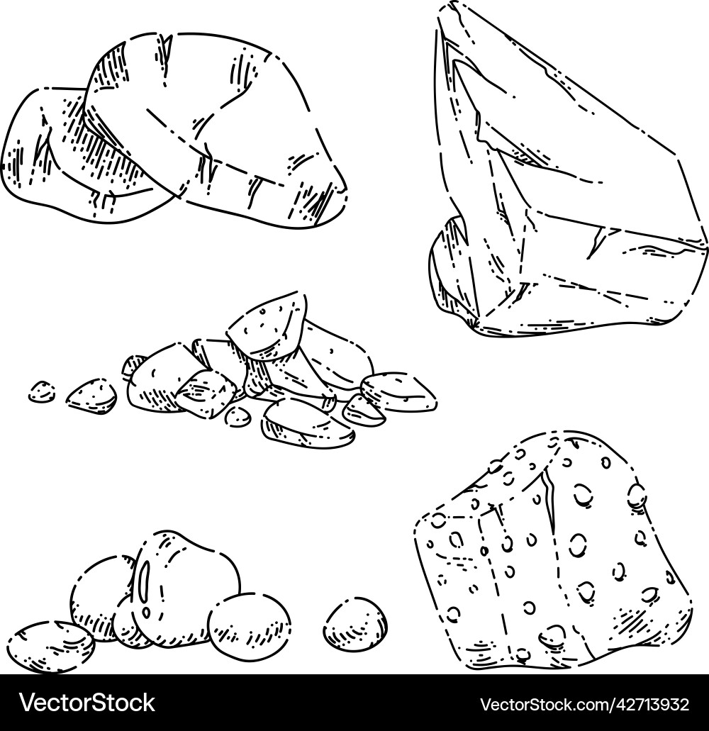 Stone rock sketch hand drawn Royalty Free Vector Image