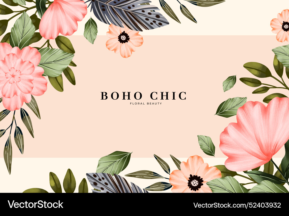 Watercolor boho background Royalty Free Vector Image