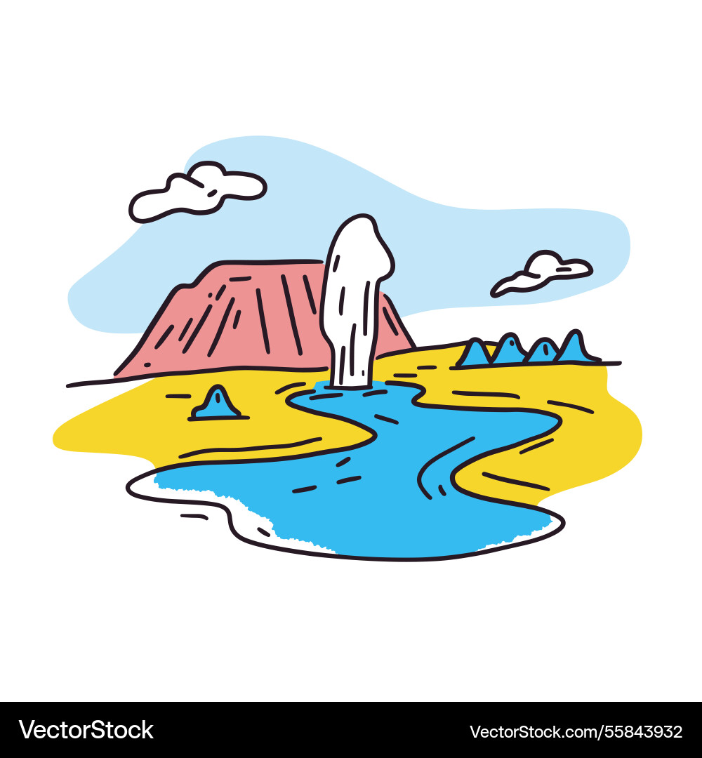 Yellowstone national park in an doodle inca Vector Image