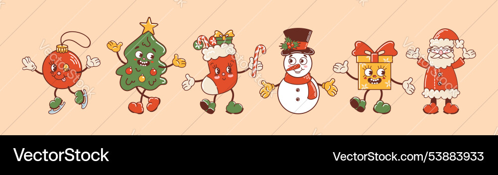A snowman christmas tree stocking gift and Vector Image