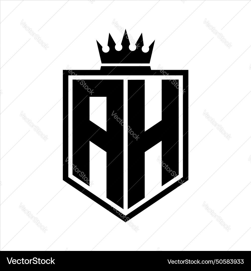 Ah logo monogram bold shield geometric shape Vector Image