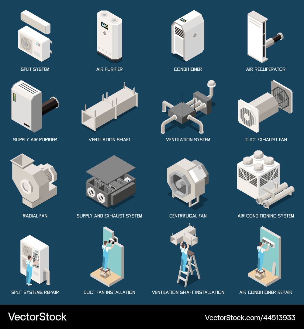 Air conditioning set Royalty Free Vector Image
