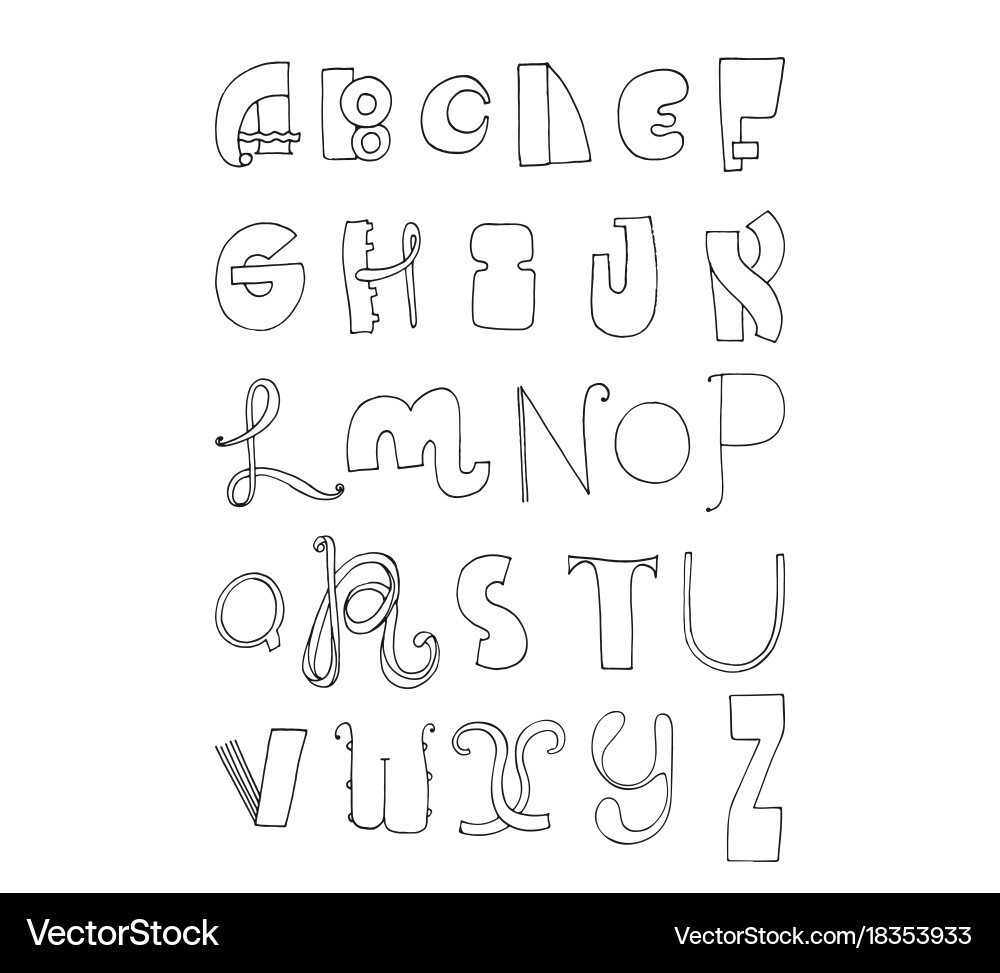 Black and white letters sequence from a to z Vector Image
