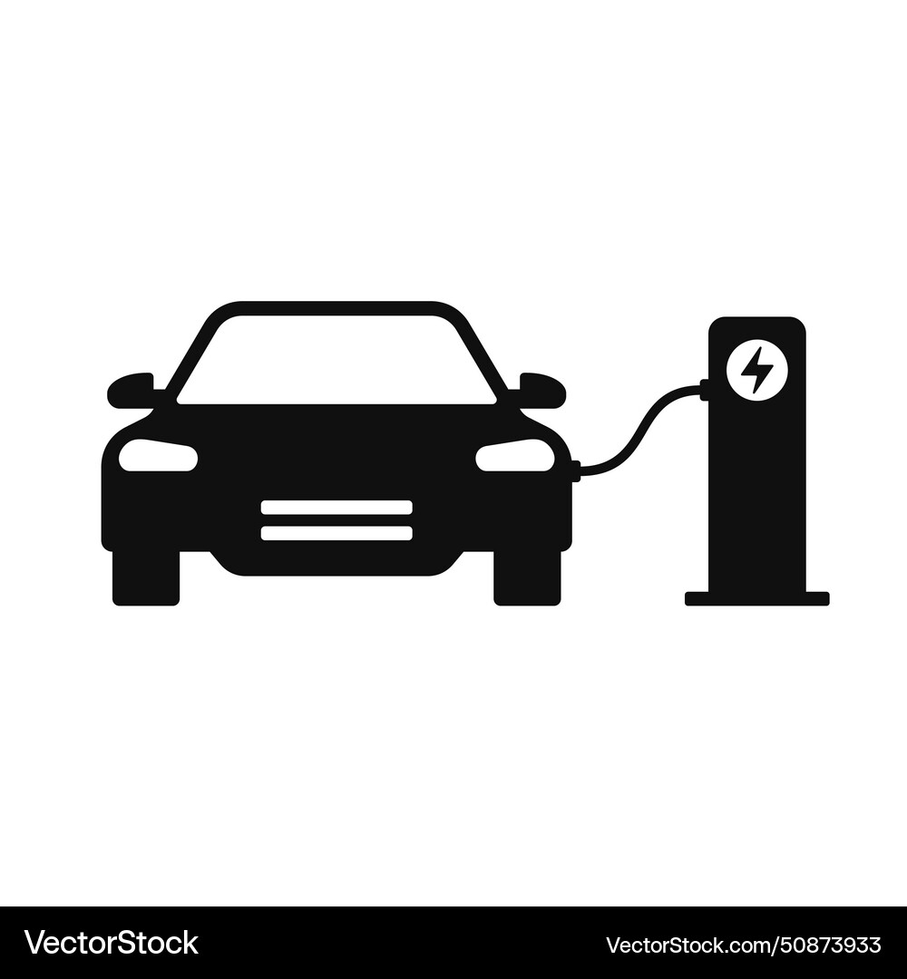 Electric car charging sign on white background Vector Image