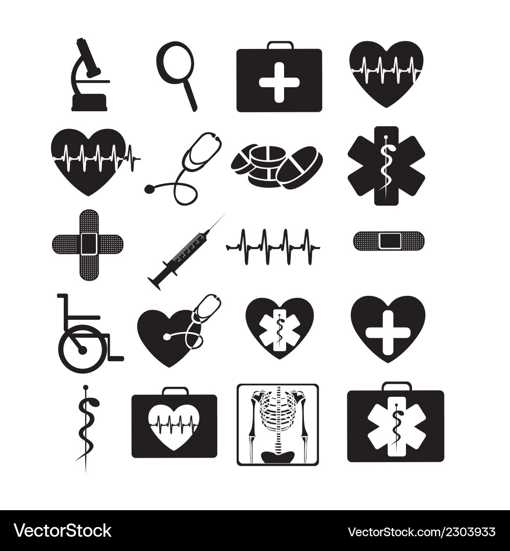 Medicals icons monochrome over white background Vector Image