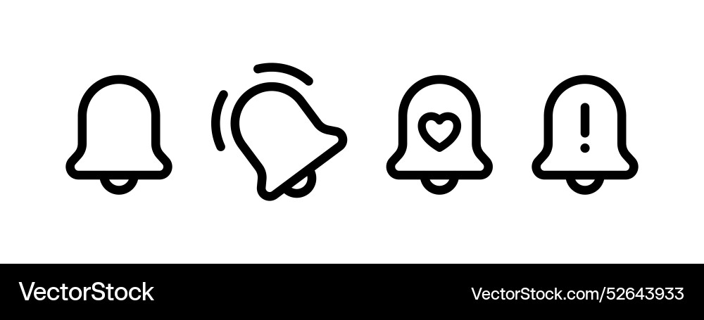 Notification bell icon set reminder Royalty Free Vector