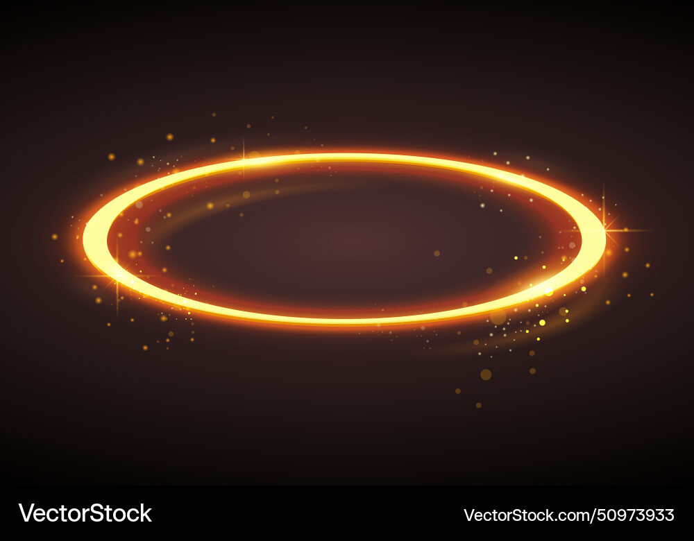 Shiny halo ring with sparkle on dark background Vector Image