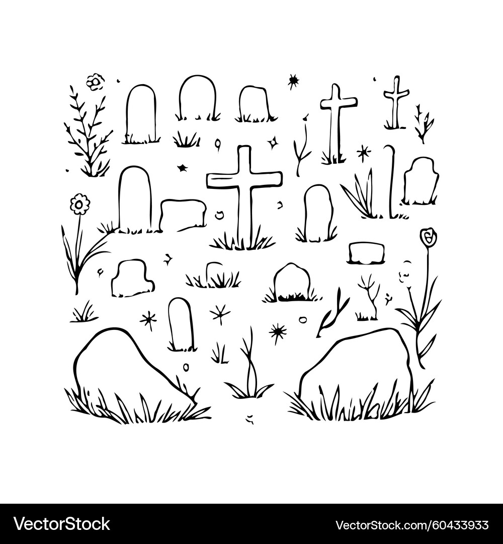 Simple Graveyard Scene – Royalty-Free Vector | VectorStock