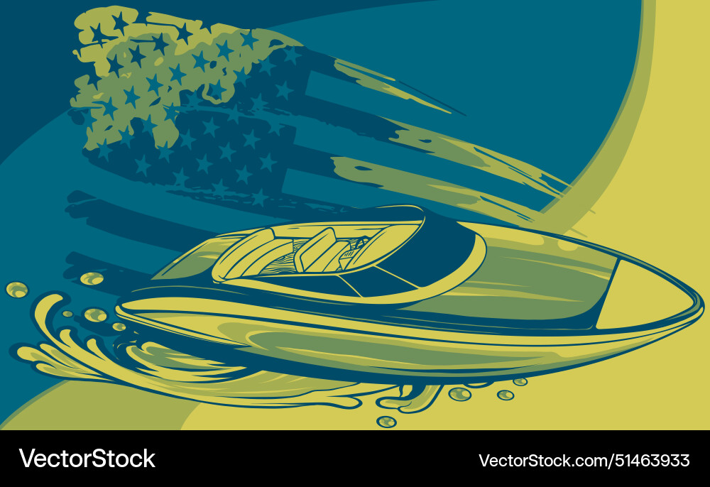 Speedboat sea waves Royalty Free Vector Image - VectorStock