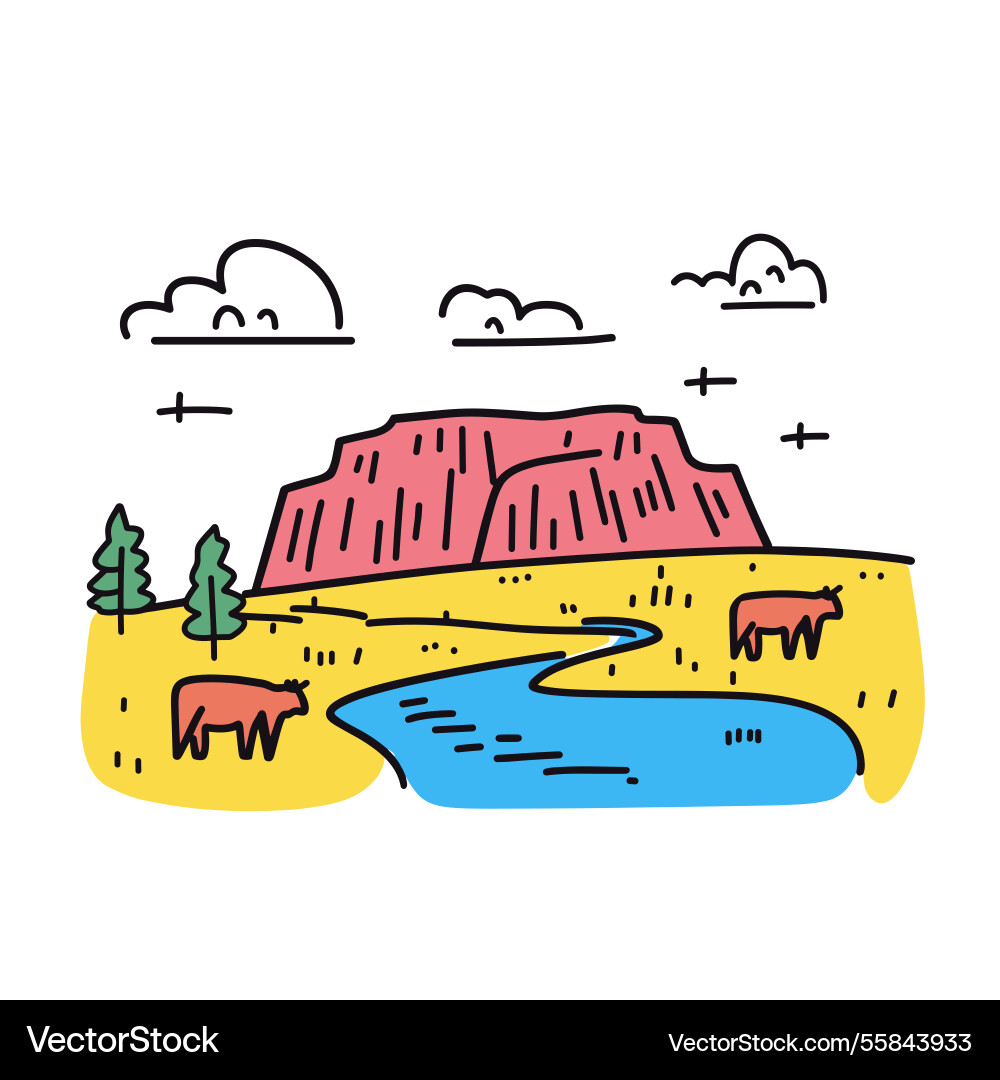 Yellowstone national park in an doodle inca Vector Image