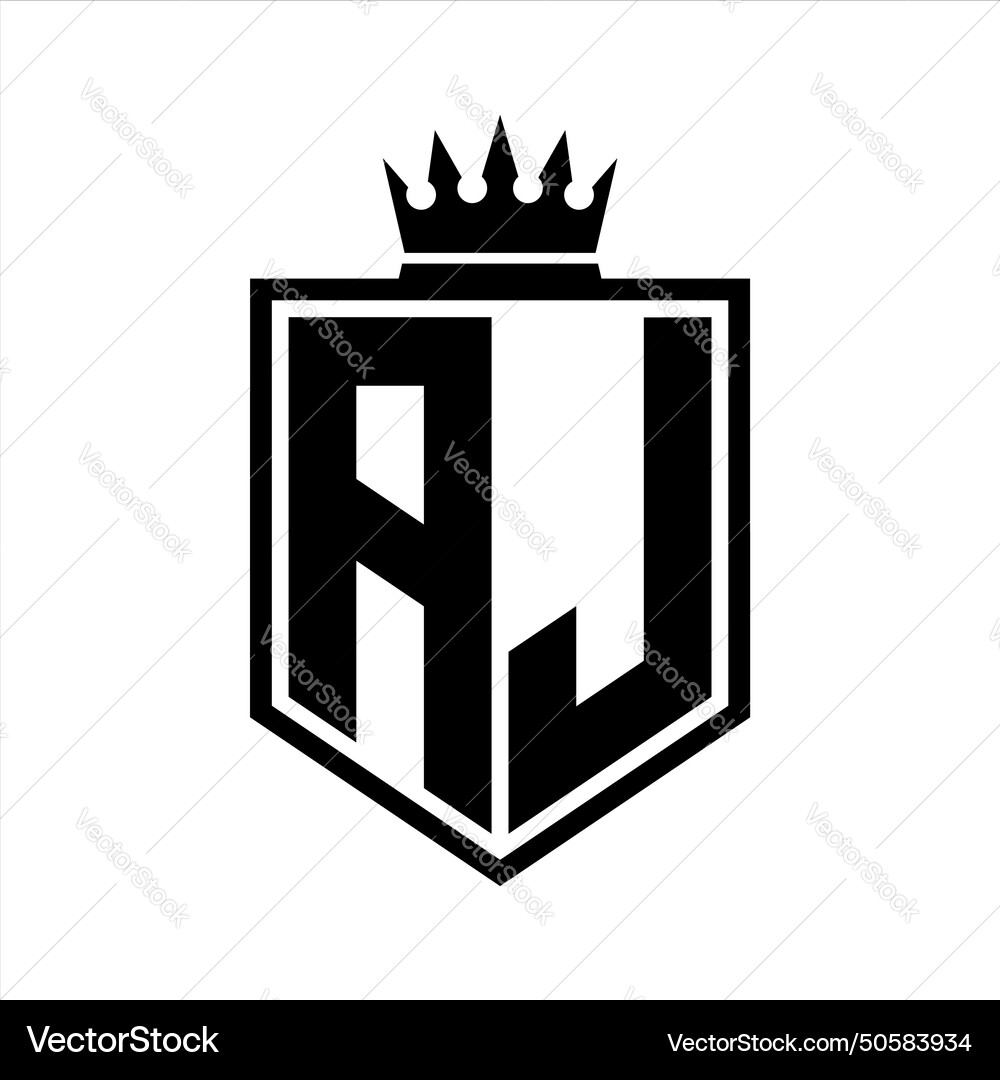 Aj logo monogram bold shield geometric shape Vector Image