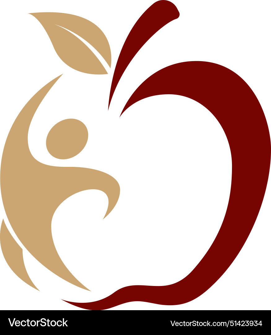 Apple health logo design with humen icon Vector Image