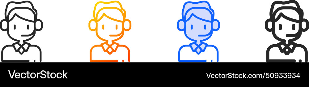 Avatar iconthin linear gradient blue stroke Vector Image