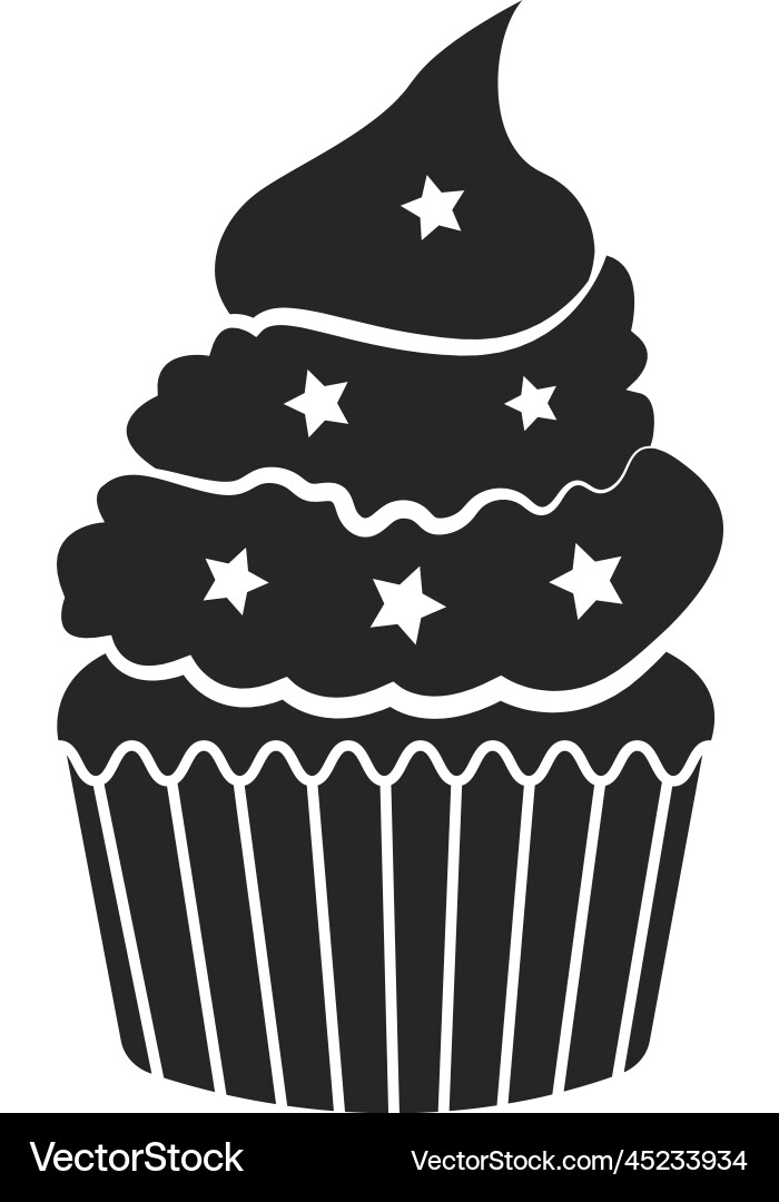 Birthday cupcake icon black cream pastry Vector Image