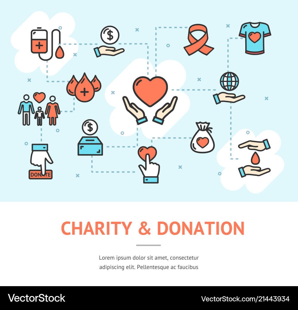 Charity donation banner horizontal Royalty Free Vector Image