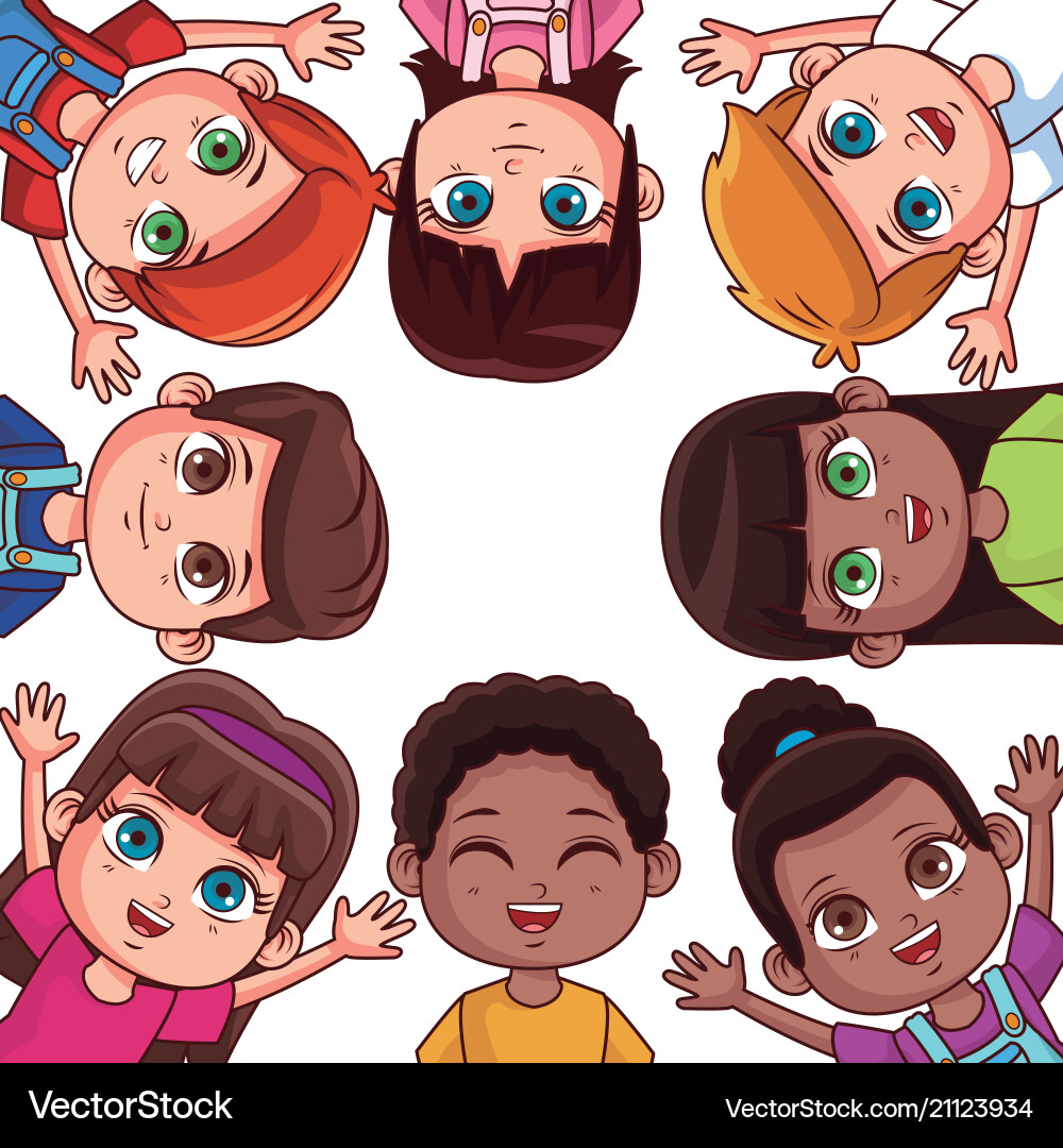 Cute kids friends cartoons Royalty Free Vector Image