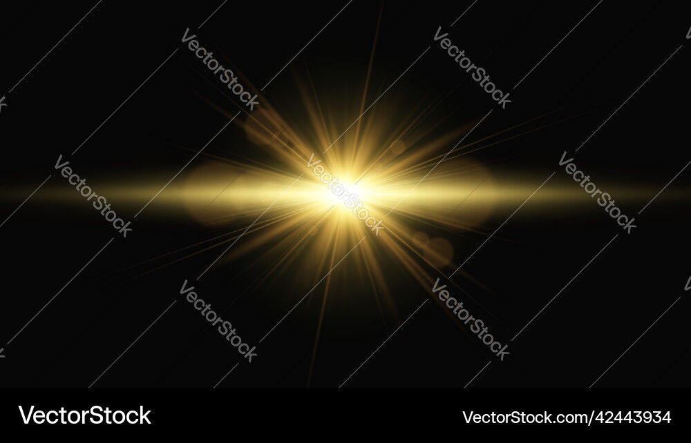 Gold star burst golden glitter light effect Vector Image