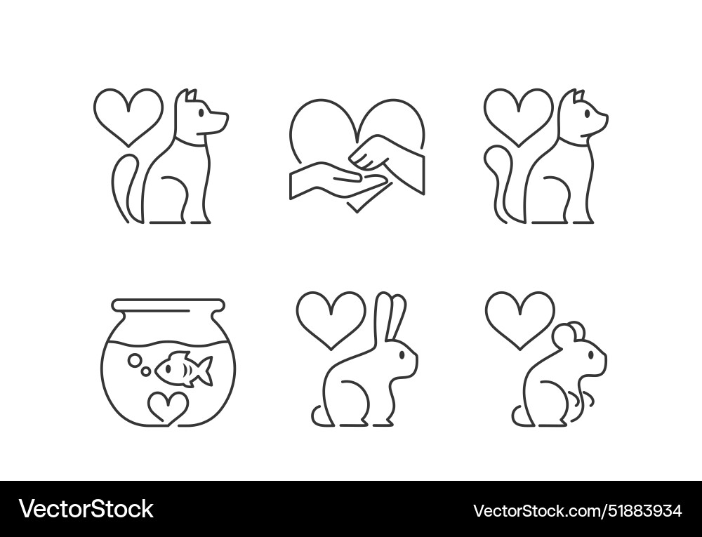 Minimalist icons representing love for animals Vector Image