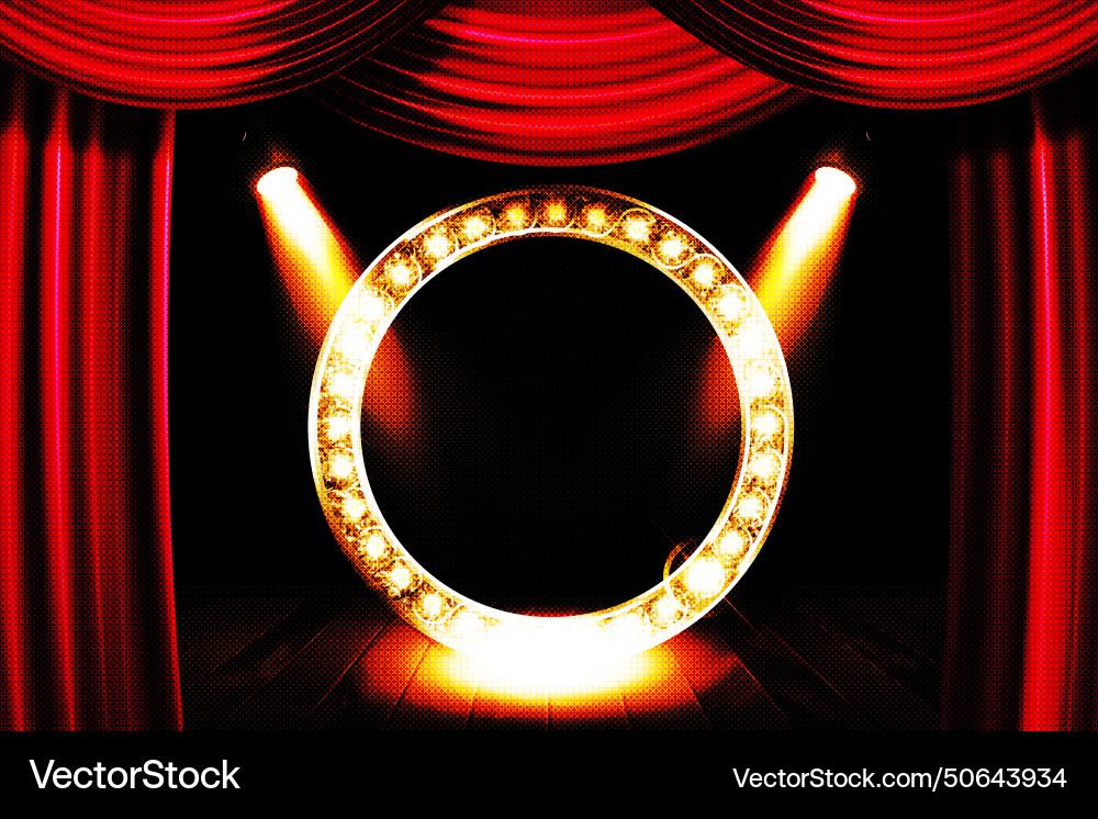 Retro frame red curtain cinema or circus banner Vector Image