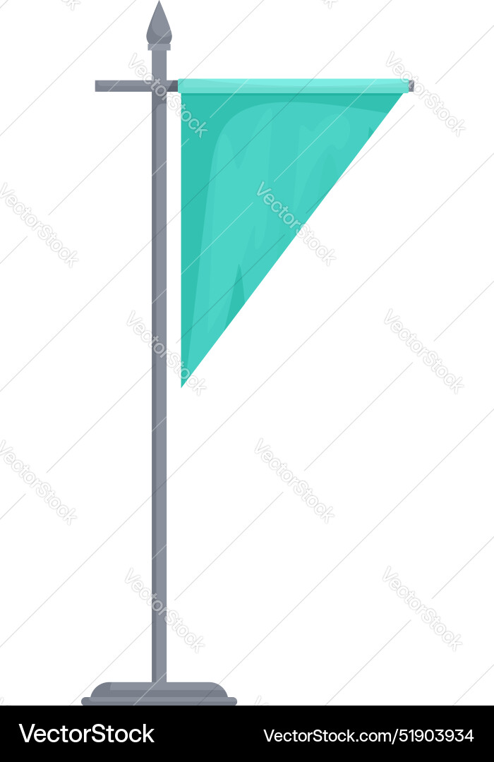 Triangular green flag waving on metal pole Vector Image