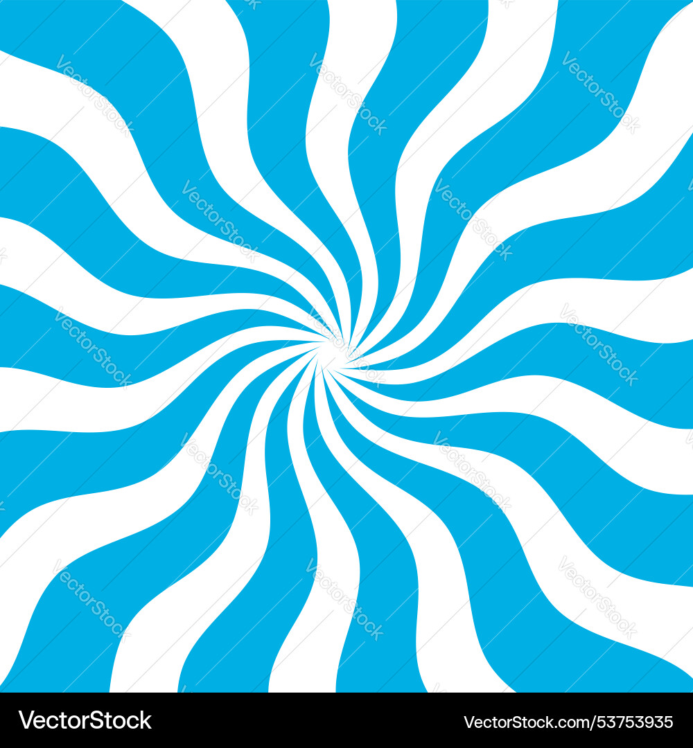 Blue sunbeams radial spiral on white background Vector Image