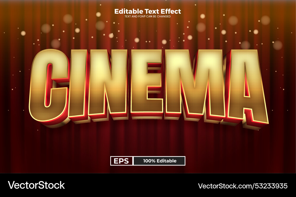 Cinema editable text effect in modern trend style Vector Image
