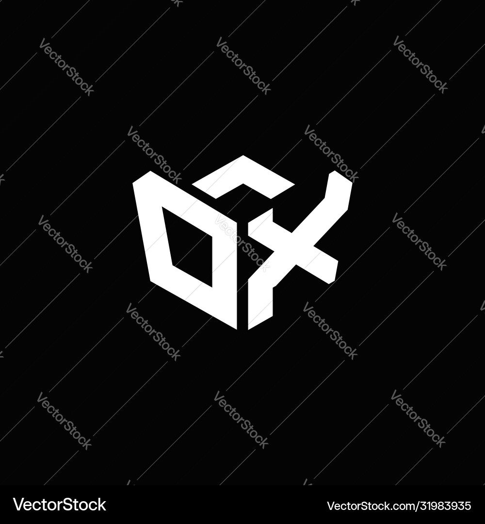 Dx logo monogram with emblem style ribbon design Vector Image