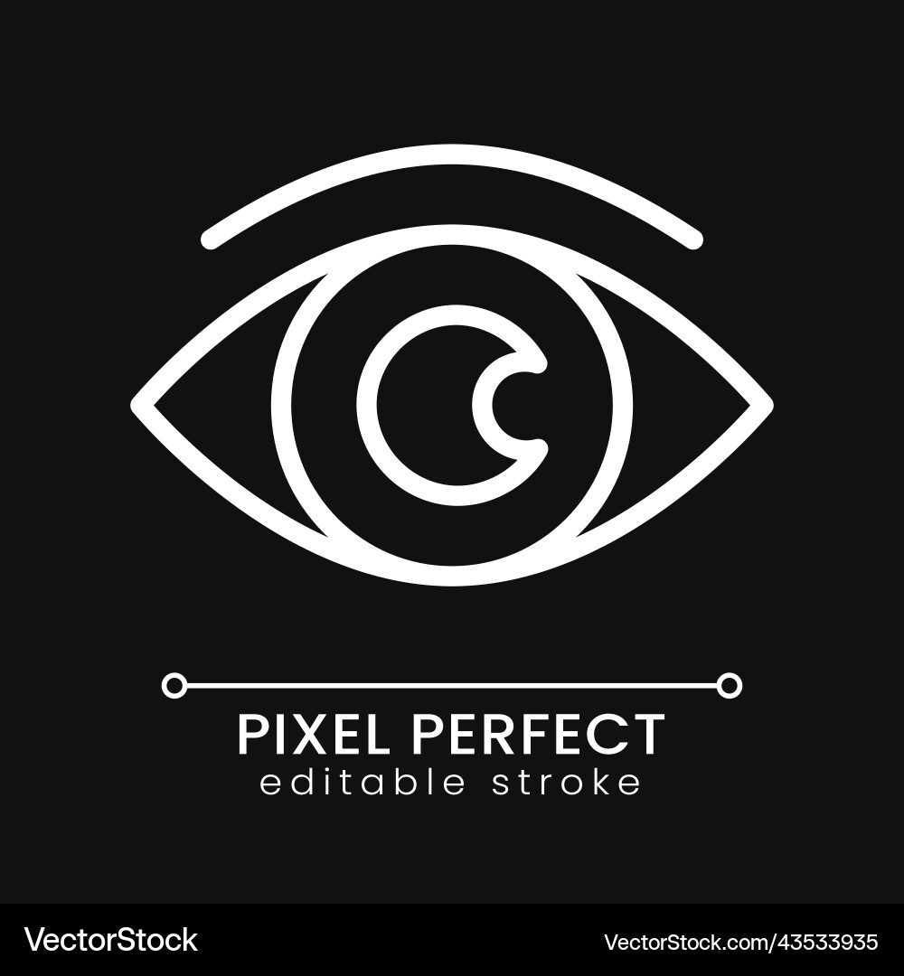 Eye pixel perfect white linear icon for dark theme