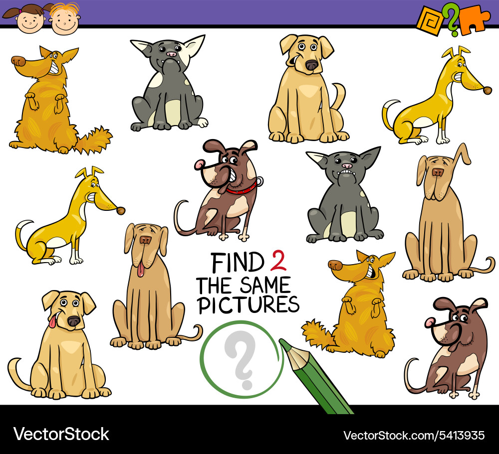 Find same picture game cartoon Royalty Free Vector Image
