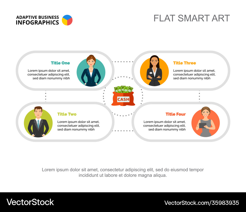 Four partners financial process chart template Vector Image