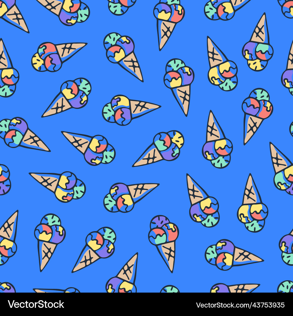 Hand draw doodle ice cream seamless pattern Vector Image
