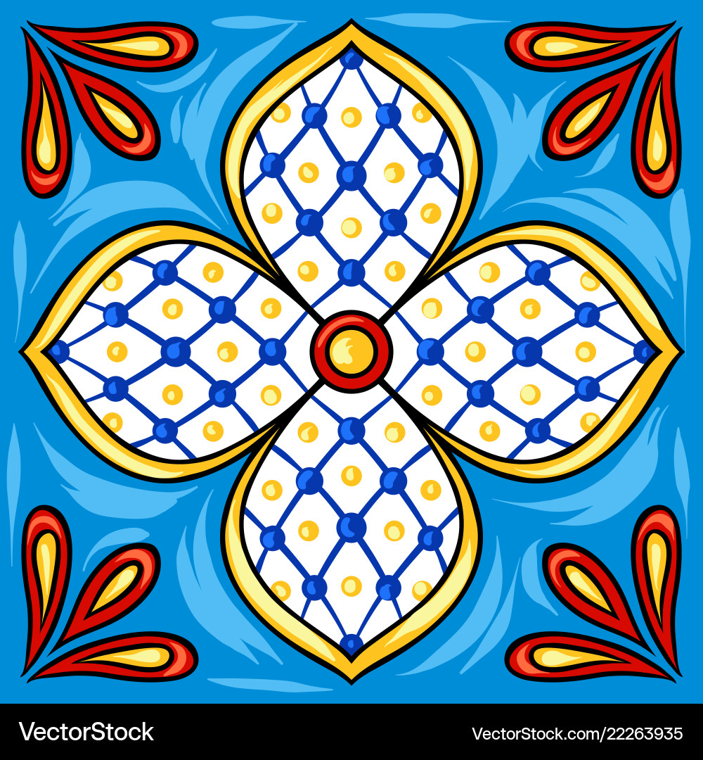 Mexican Talavera Tile Pattern Royalty Free Vector Image