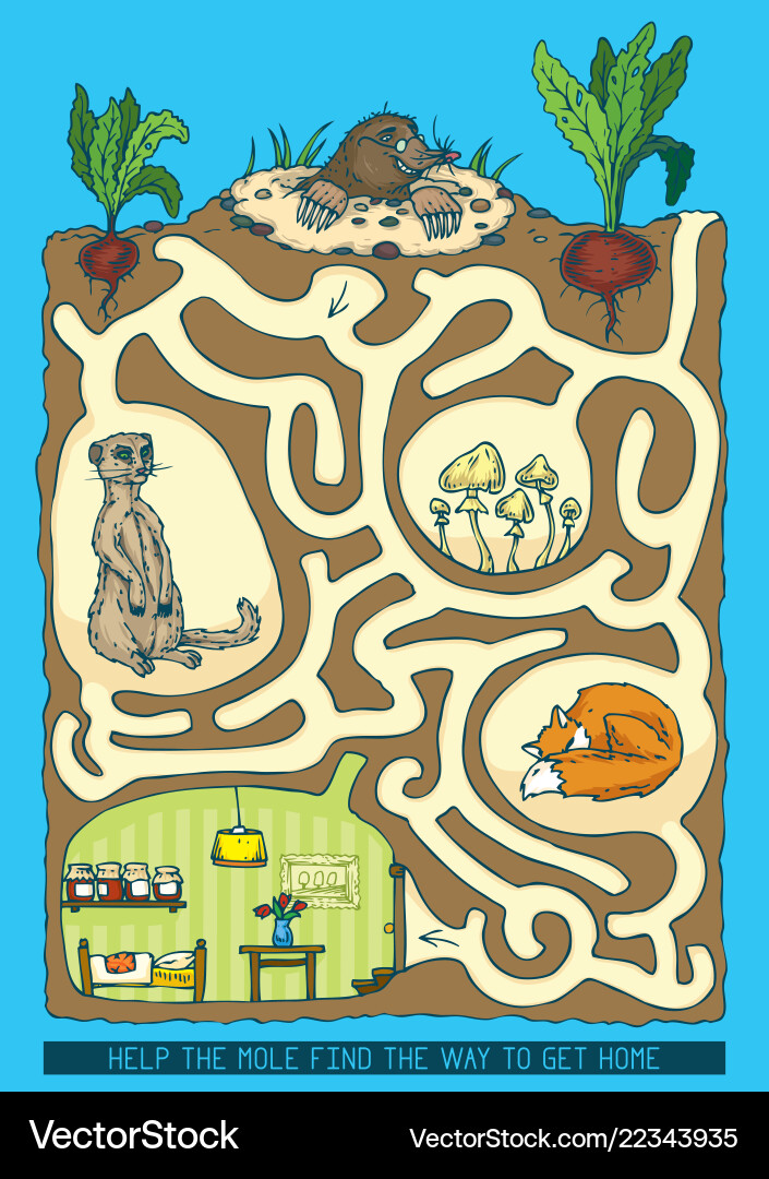 Mole maze game Royalty Free Vector Image - VectorStock