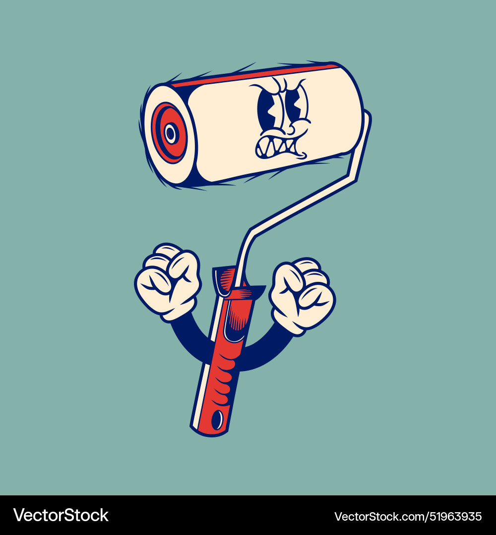 Retro character design of a paint roller Vector Image